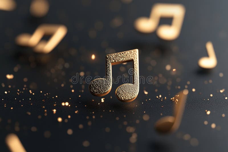 Polished Gold Musical Notes are Artistically Arranged in a 3D Style ...