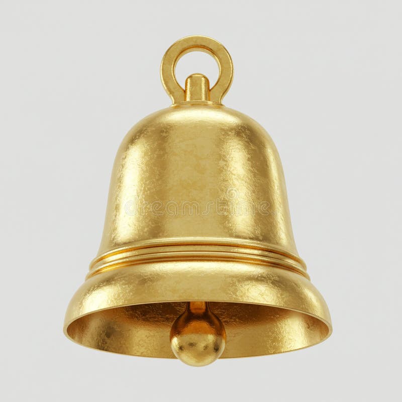 A Polished Golden Bell with a Smooth, Reflective Surface and a Loop at ...