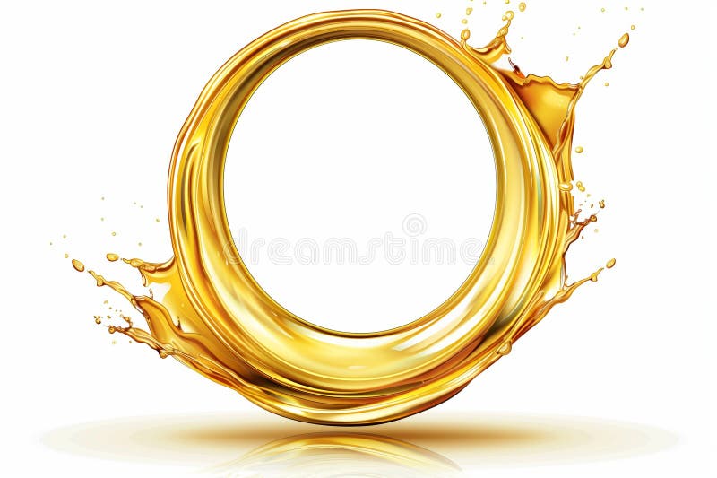 Golden Liquid Splash in a Circular Shape Stock Photo - Image of glow ...