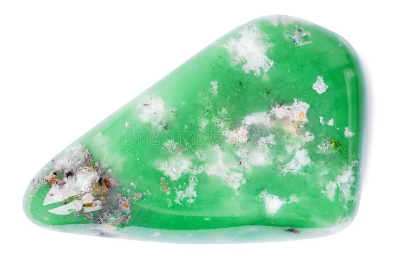 Polished Green Nephrite Gemstone Isolated on White Stock Photo - Image ...