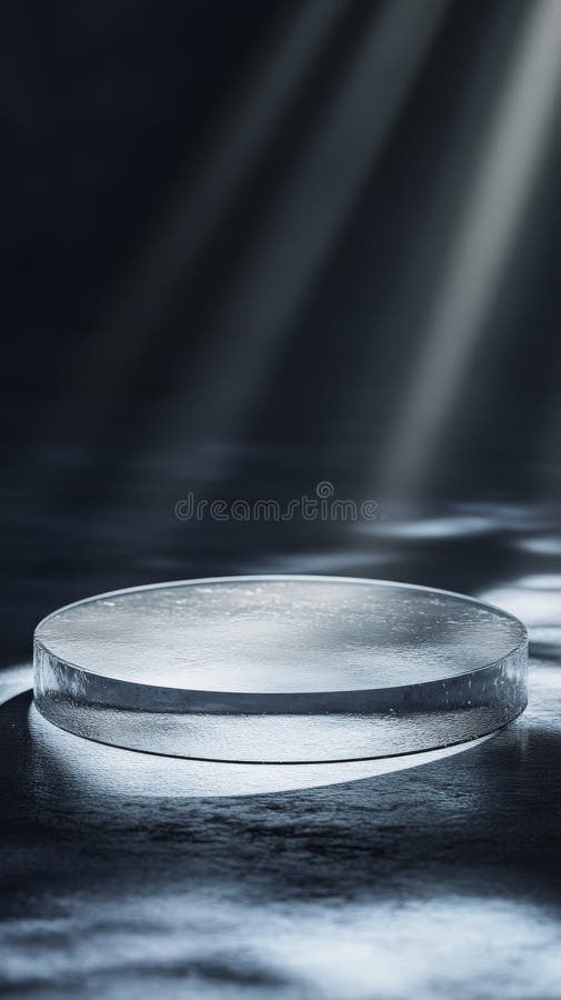 Crystal Clear Ice Disc Illuminated by Soft Light Stock Photo - Image of ...