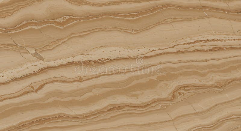 Polished Marble Surface with Parallel, Undulating Beige and Light Brown ...