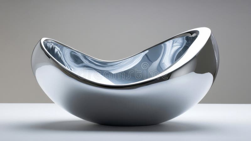 Polished Metal Bowl Modern Design Sculpture Stock Illustration ...