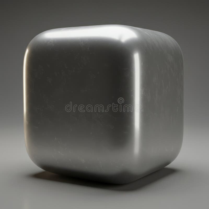 A Polished Metal Cube: Study in Gray Tones and Subtle Textures Stock ...