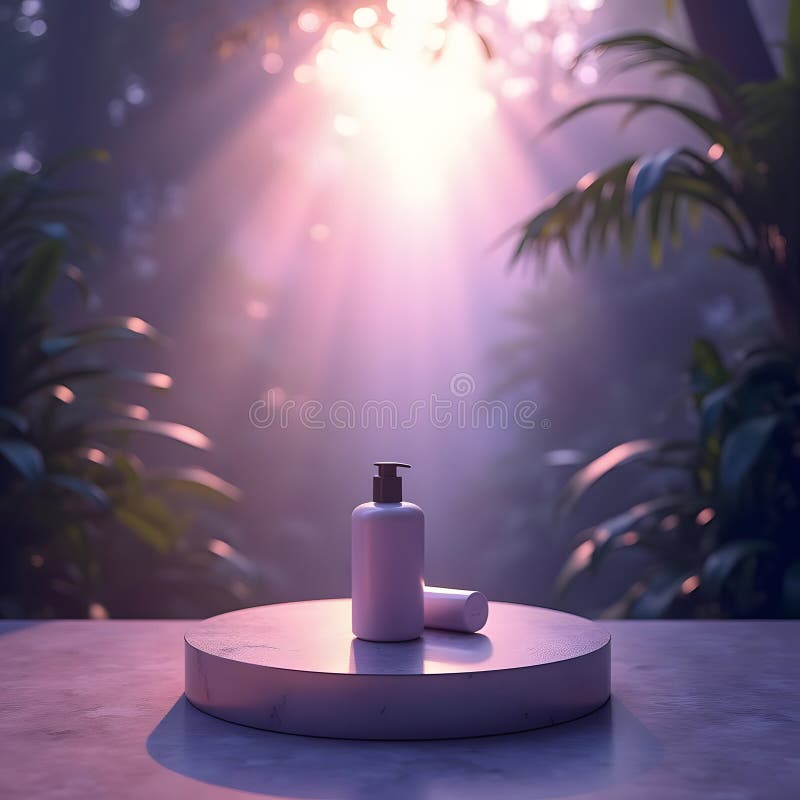 Gleaming Metal Disk on Violet Backdrop in Jungle Oasis Stock ...