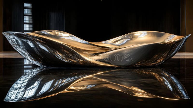 Polished Metal Sculpture Reflecting Light Stock Illustration ...