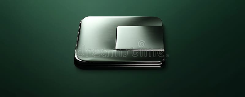 A Polished Metallic Folder Icon with Deep Shadows, Isolated on a Sleek ...