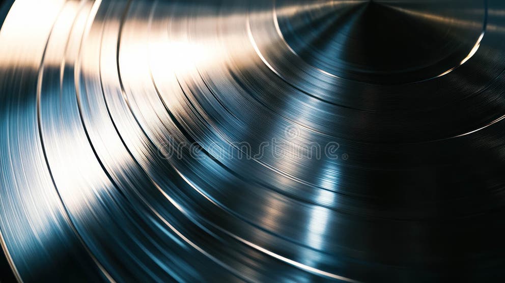 Polished Metallic Surface with Circular Brushed Texture and Reflective ...