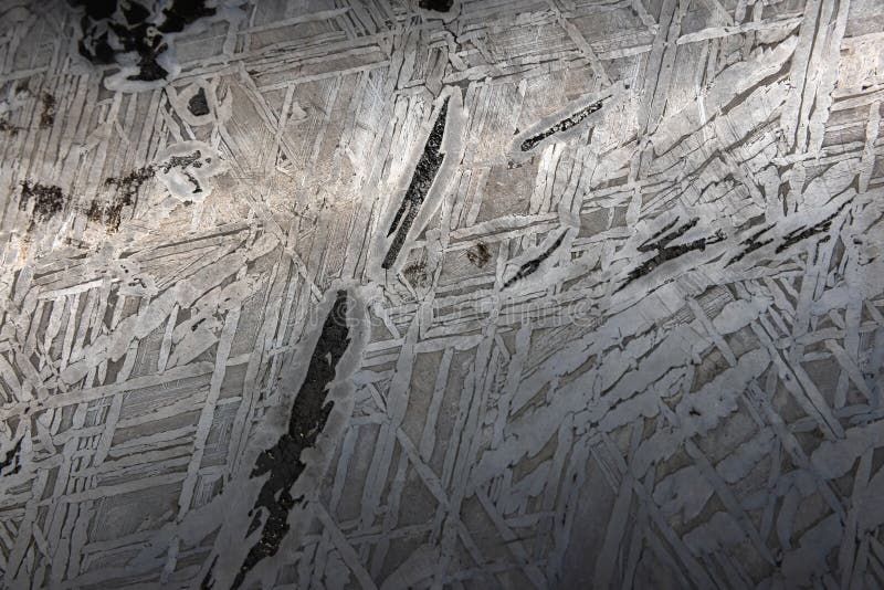 Polished Meteorite Surface with Chaotic Metallic Crysal Pattern Stock ...