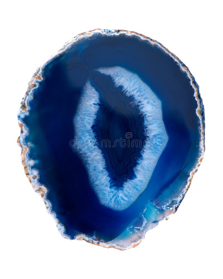 Polished Slice of Blue Agate Gemstone Stock Photo - Image of beautiful ...