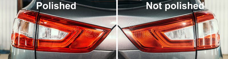 Polished and Not Polished or Unpolished Optics of Rear Lights of Car ...