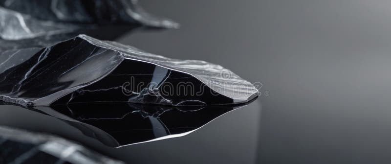 Polished Obsidian Background with Sharp Reflections for Modern Design ...
