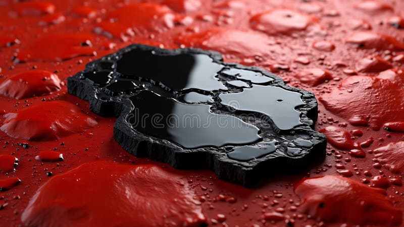 Polished Obsidian Reflecting Light on Red Background High Quality Image ...