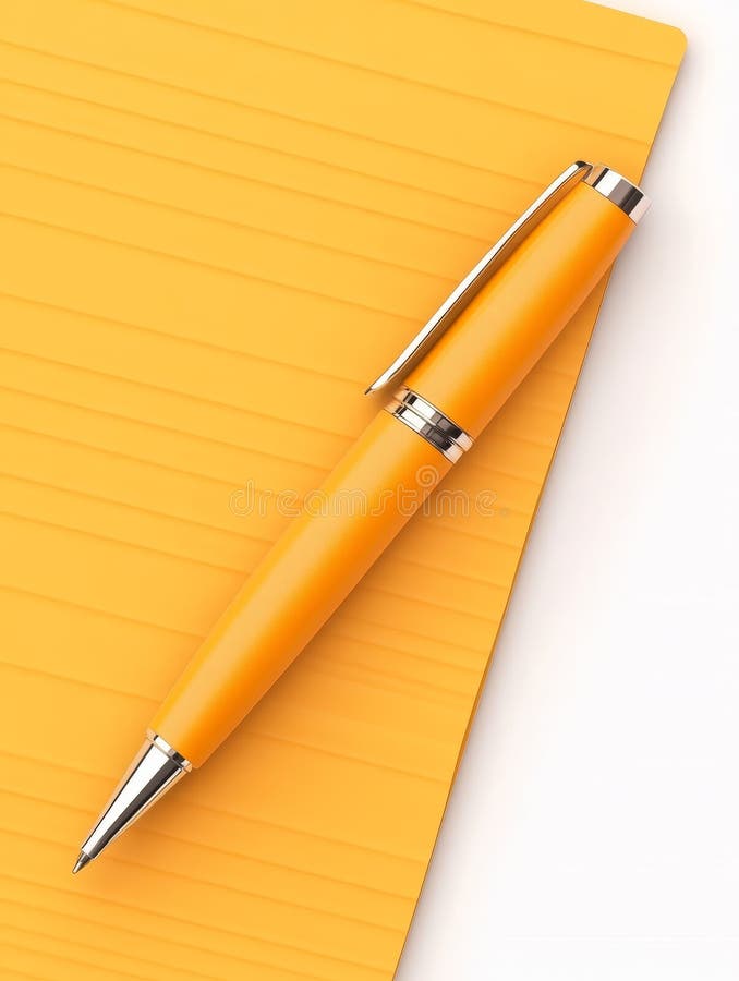 Polished Orange Pen on Notepad a Premium Orange Ballpoint Pen Rests on ...