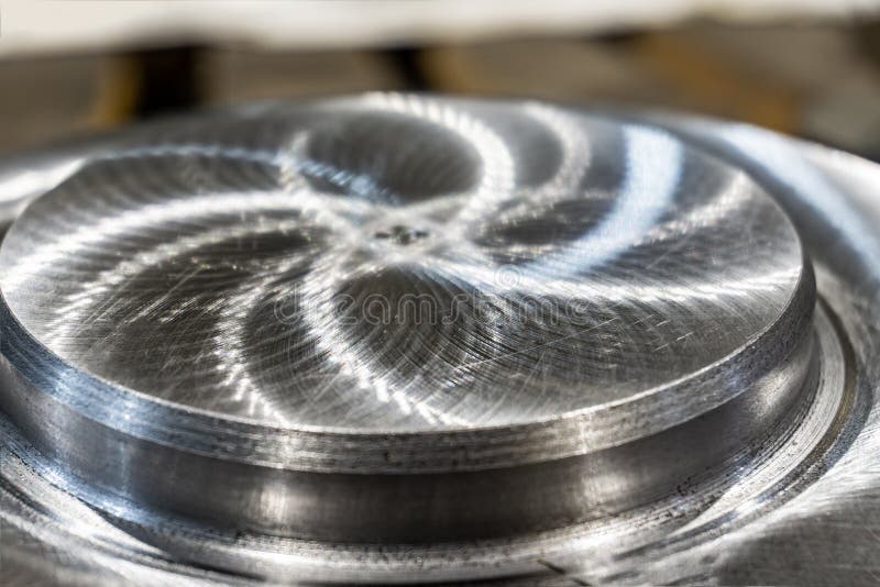 The Polished Part Of The Machined Surface Of A Round Metal Part Stock