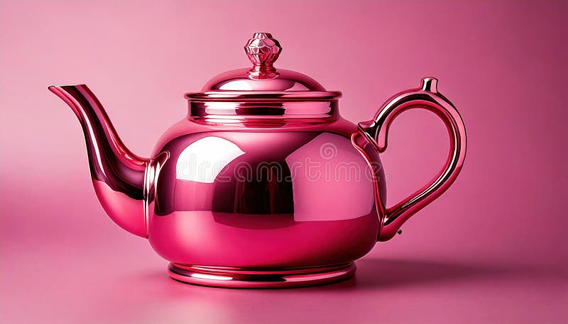 Beautiful Shiny Pink Teapot on a Vibrant Background Creating an Elegant ...