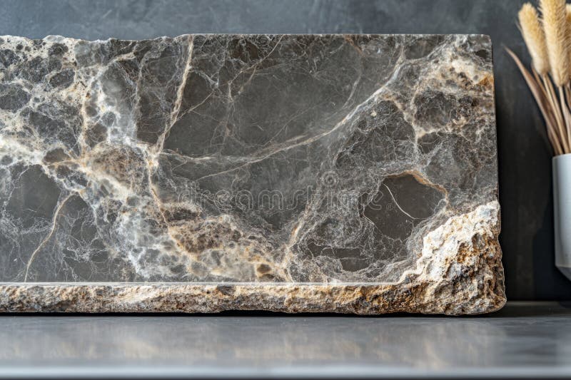Polished Rectangular Marble Slab Showcasing Intricate Veins and ...
