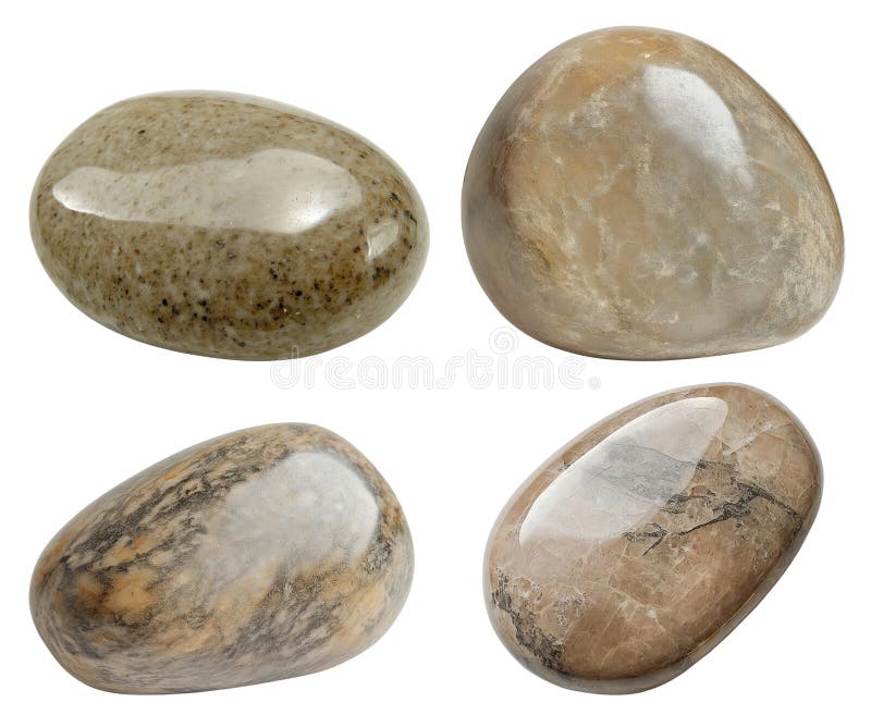 Polished River Stone with Smooth Texture on White Background Stock ...