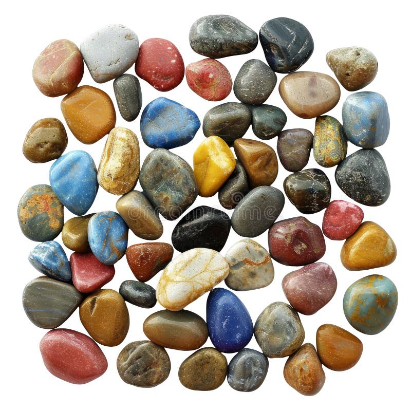 Polished Rocks Pebble Stone Collection Isolated on White Stock Image ...