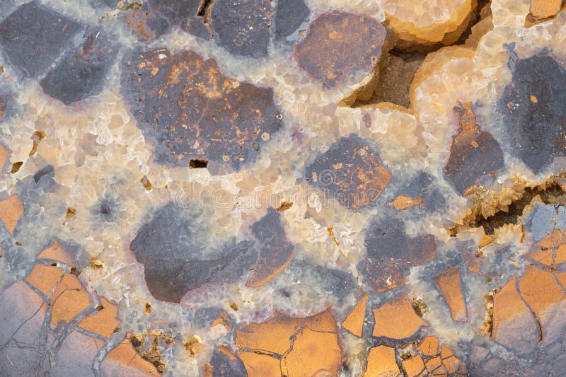 Polished Septaria Mineral Stone Surface with a Polygonal Pattern Stock ...