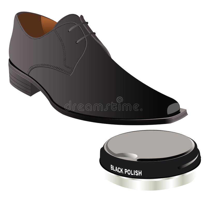 Polished Shoe with Polish Cream Stock Vector - Illustration of shoe ...
