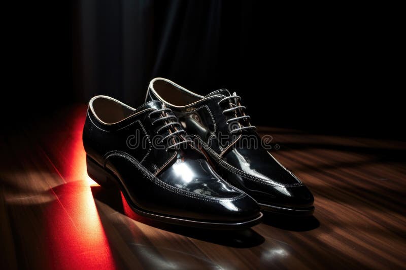 Polished Shoes with a Spotlight, Creating a Dramatic Effect Stock ...