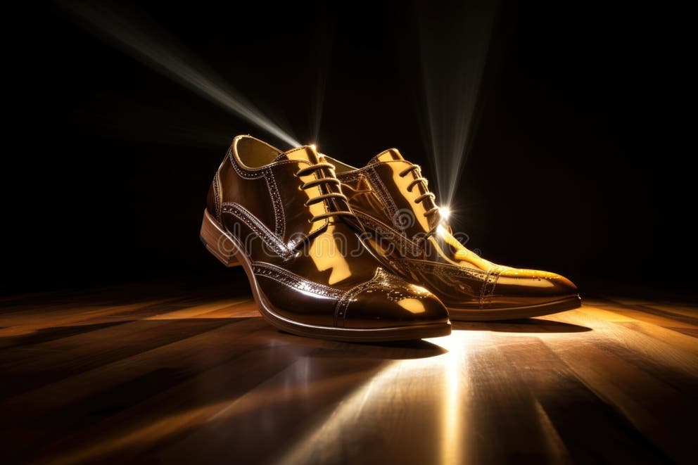 Polished Shoes with a Spotlight, Creating a Dramatic Effect Stock Photo ...