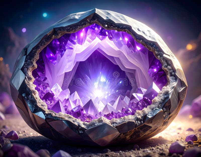 Polished Silver Amethyst Geode Stock Illustration - Illustration of ...