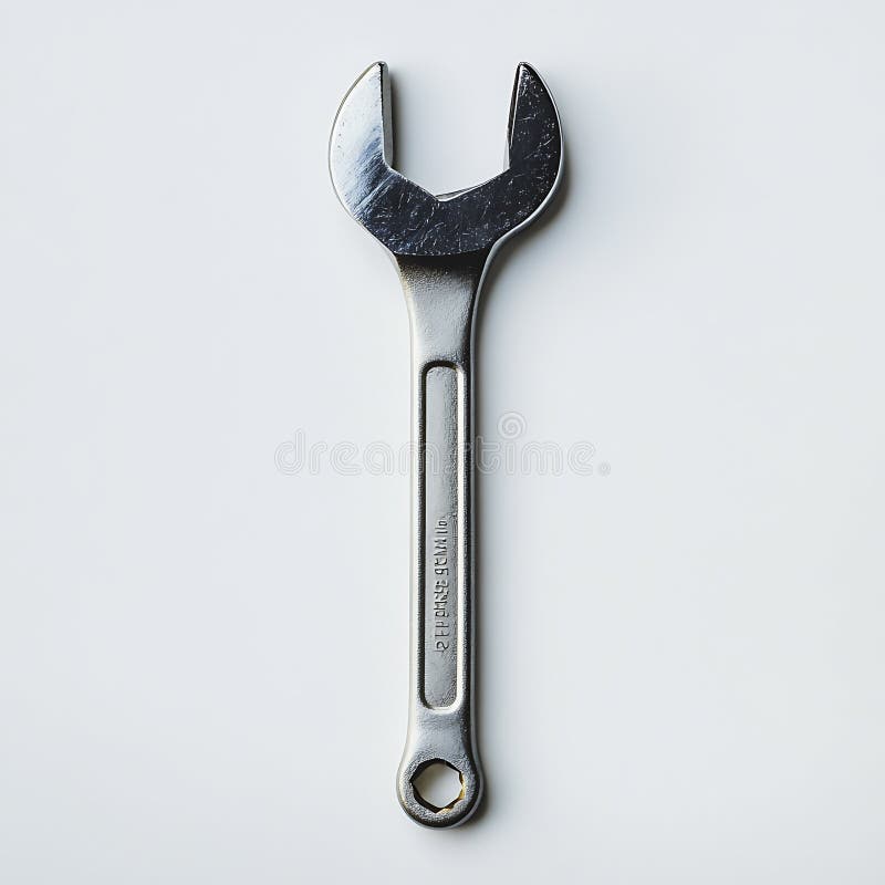 Polished Silver Spanner Isolated on Clean White Stock Photo - Image of ...