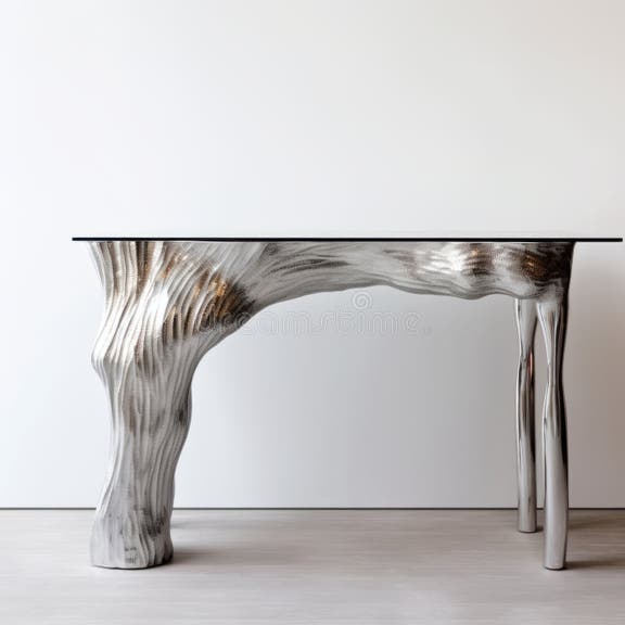 Polished Silver Tree-inspired Console with Soft Edges and Blurred ...