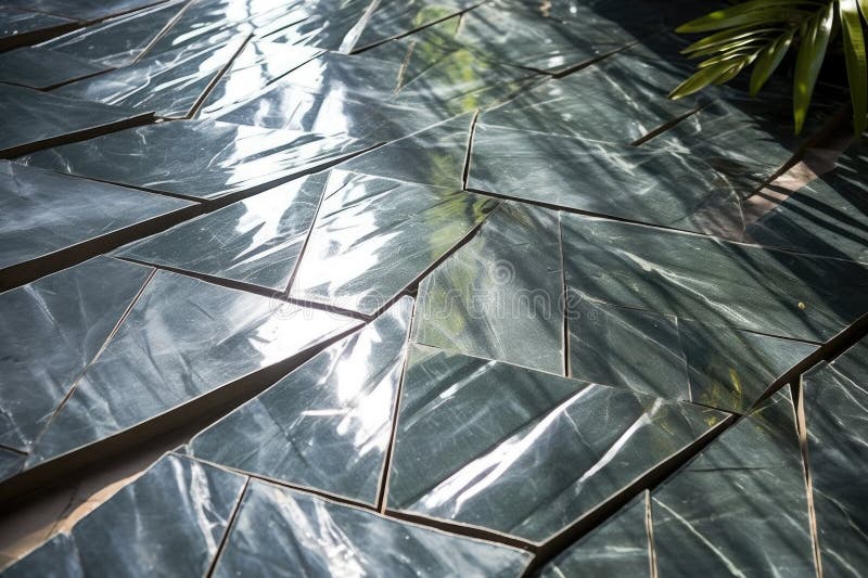 Polished Slate Tile Reflecting Sunlight for a Sheen Effect Stock ...