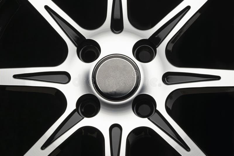 Polished Spokes of a Car Alloy Wheel, Close-up on a Black Background ...