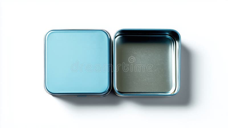 A Polished Square Tin Case with a Lid, Presented in Its Open and Closed ...