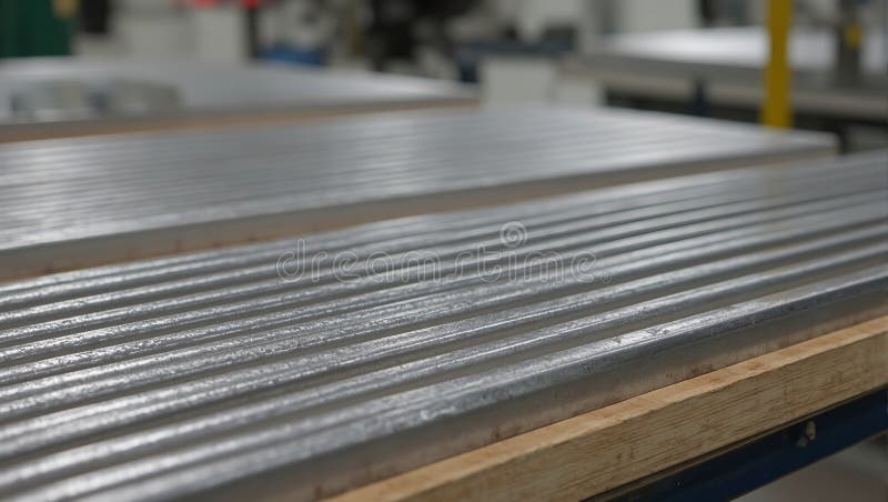 Polished Stainless Steel Bars in Parallel Rows on Wooden Platform ...