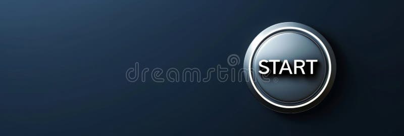 A Polished Start Button Silver on a Deep Blue Backdrop, Depicting ...