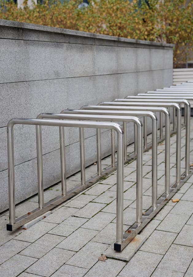 Polished Steel Bicycle Racks Stock Image - Image of municipal ...
