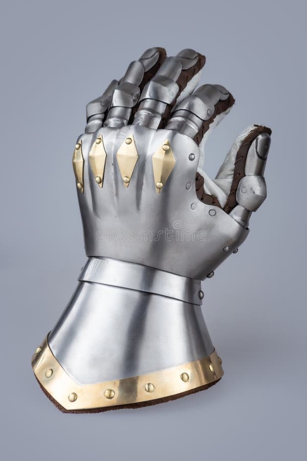 Polished Steel Hourglass Gauntlet for Medieval Knight Stock Photo ...