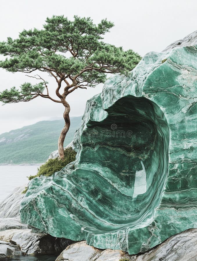 Green Marble Slab in Natural Setting Stock Illustration - Illustration ...