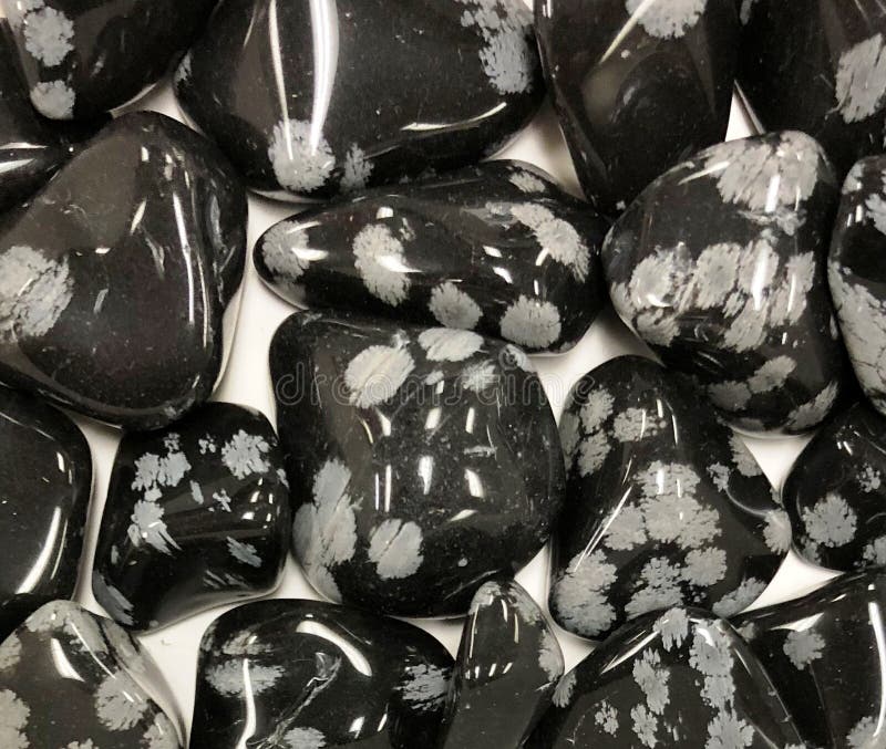 Snowflake Obsidian Polished Stones Background Stock Image - Image of ...