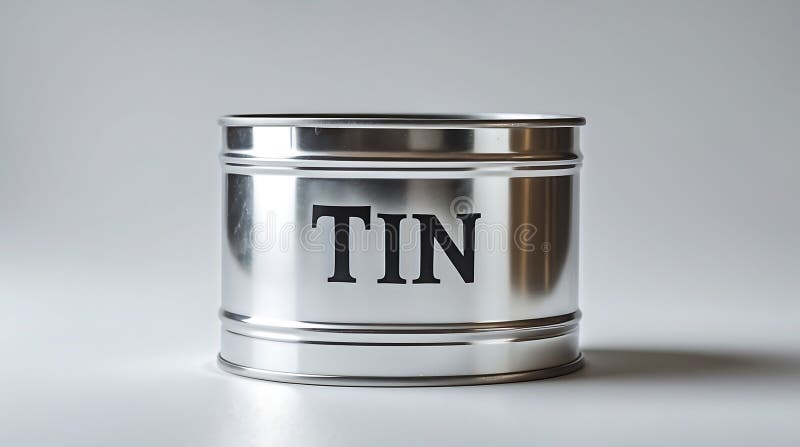 Polished Tin Container with Clear Typography Displaying the Word Tin ...