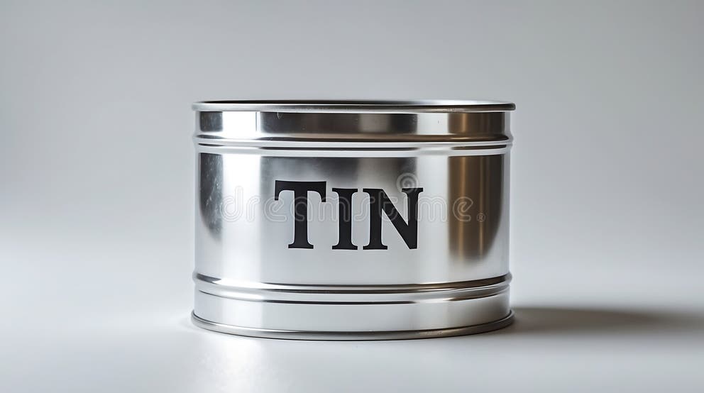 Polished Tin Container with Clear Typography Displaying the Word Tin ...