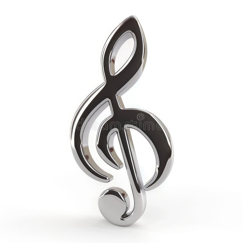 Shiny Chrome Treble Clef Musical Note 3D Render Stock Illustration ...