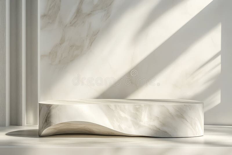 A Polished White Stone Podium with a Minimalist Design, Placed in Front ...