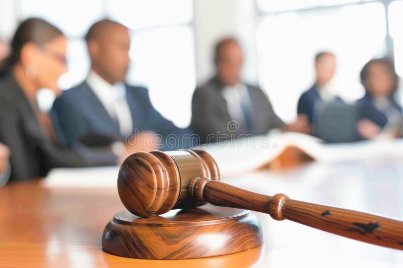 A Polished Wooden Judges Gavel is Placed on the Table in Front of the ...