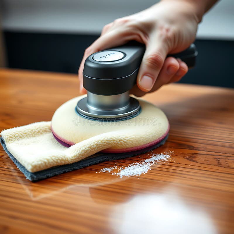 A Polishing Tool with a Microfiber Cloth in Action on a Polished Wooden ...