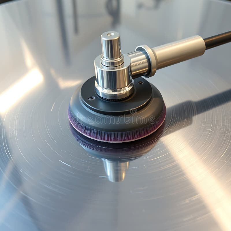 A Polishing Tool on a Rotating Stand with Visible Streaks on a Mirror ...