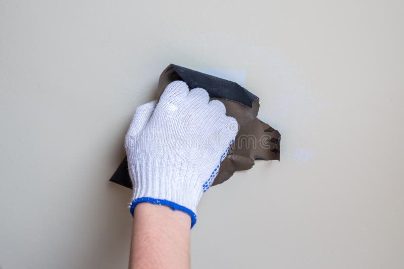 Polishing a Wall with Sandpaper Closeup Stock Image - Image of house ...