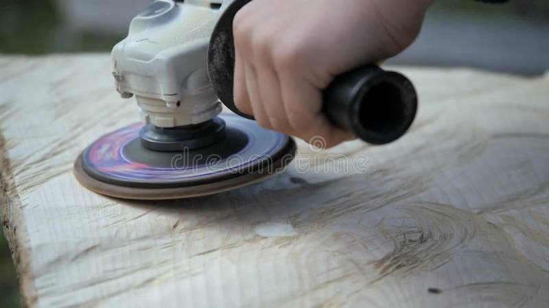 Polishing Wood. Processing of Logs Using a Grinding Machine. Carpentry ...