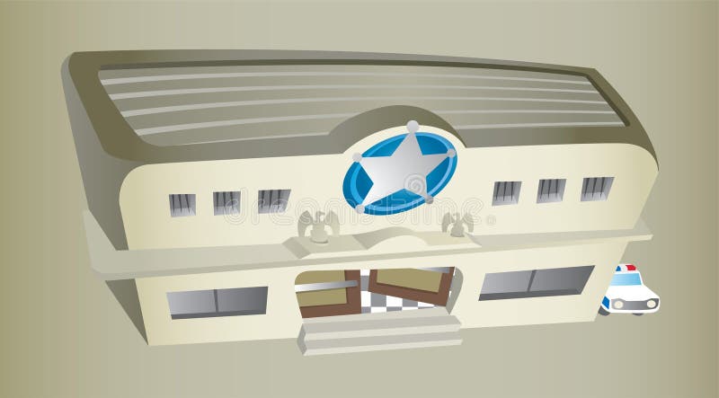 Polisstation Med Polisbilen Stock Illustrationer - Illustration av ...
