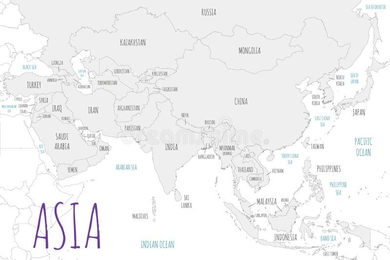 Political Map of Asia on Globe Map Stock Illustration - Illustration of ...